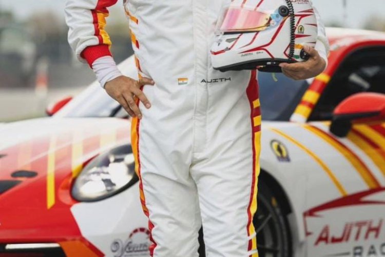 Ajith Kumar Poses with His Race Car At Barcelona F1 Circuit - News Magazine